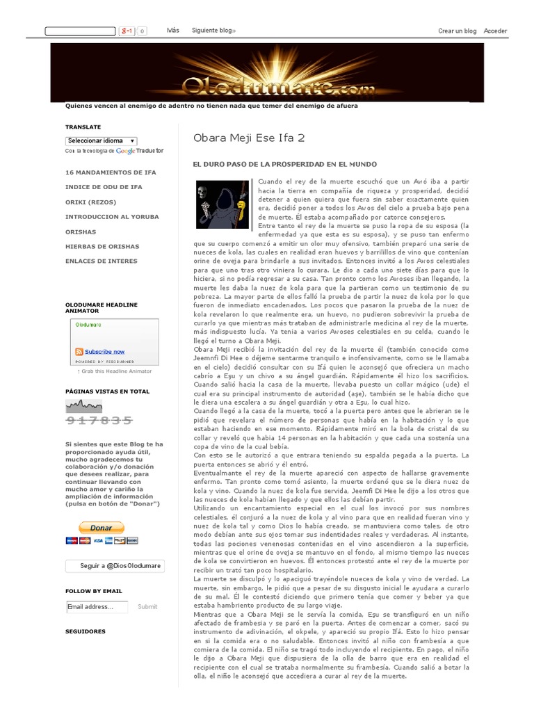 Olodumare - Obara Meji Ese Ifa 2 | PDF | Santeria | Religión y creencia