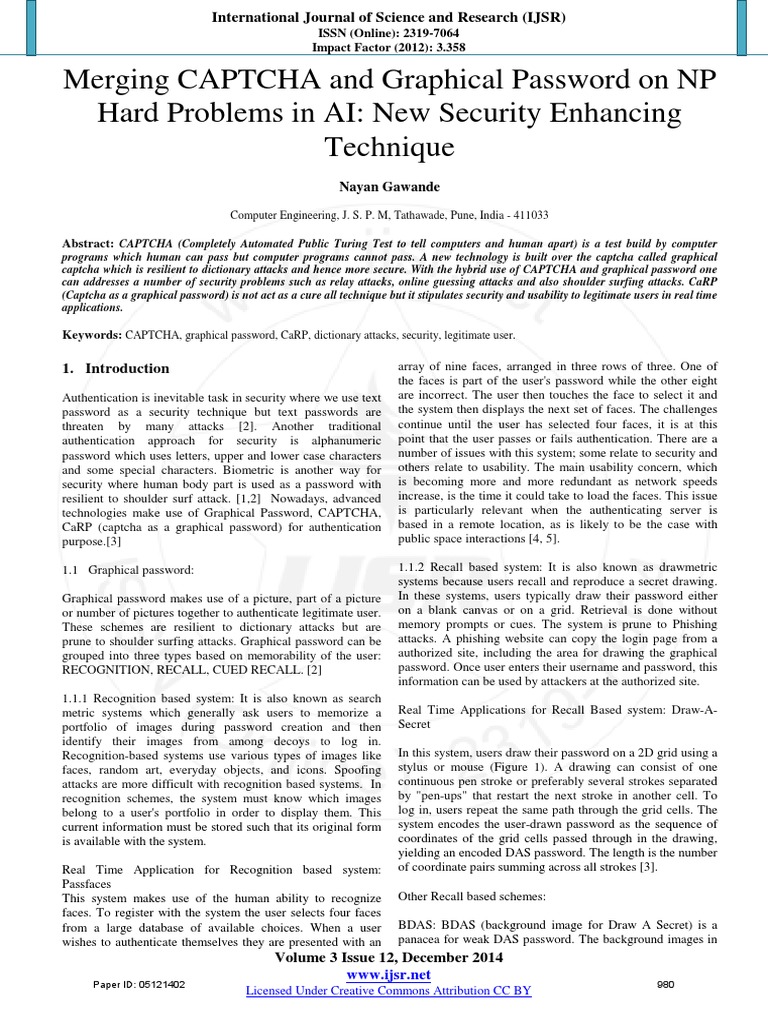 Merging of Captcha and Graphical Passwords | PDF | Password | Computer Network Security