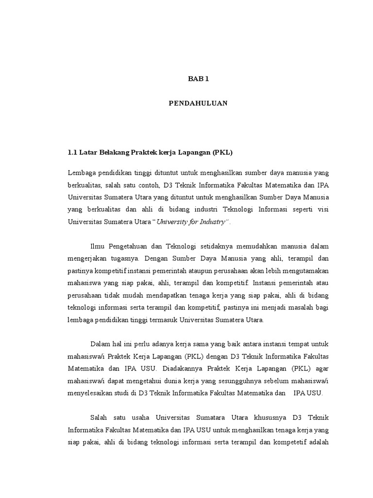 Bab 1 Laporan PKL | PDF