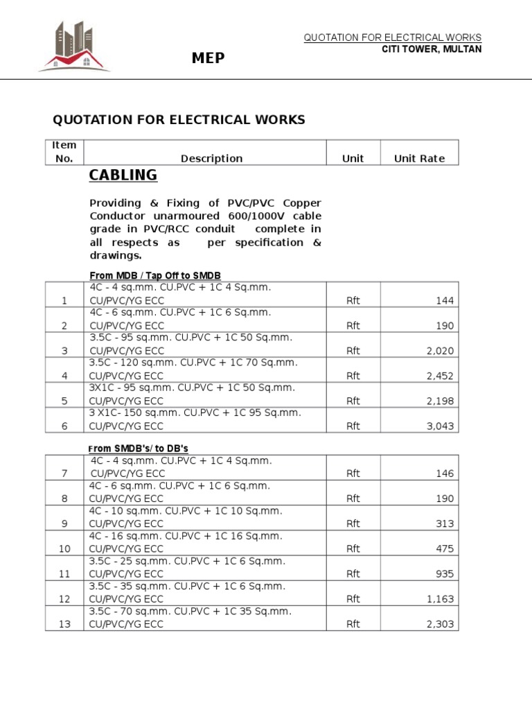 Quotation Electrical | Electrical Wiring | Electromagnetism | Free 30 ...