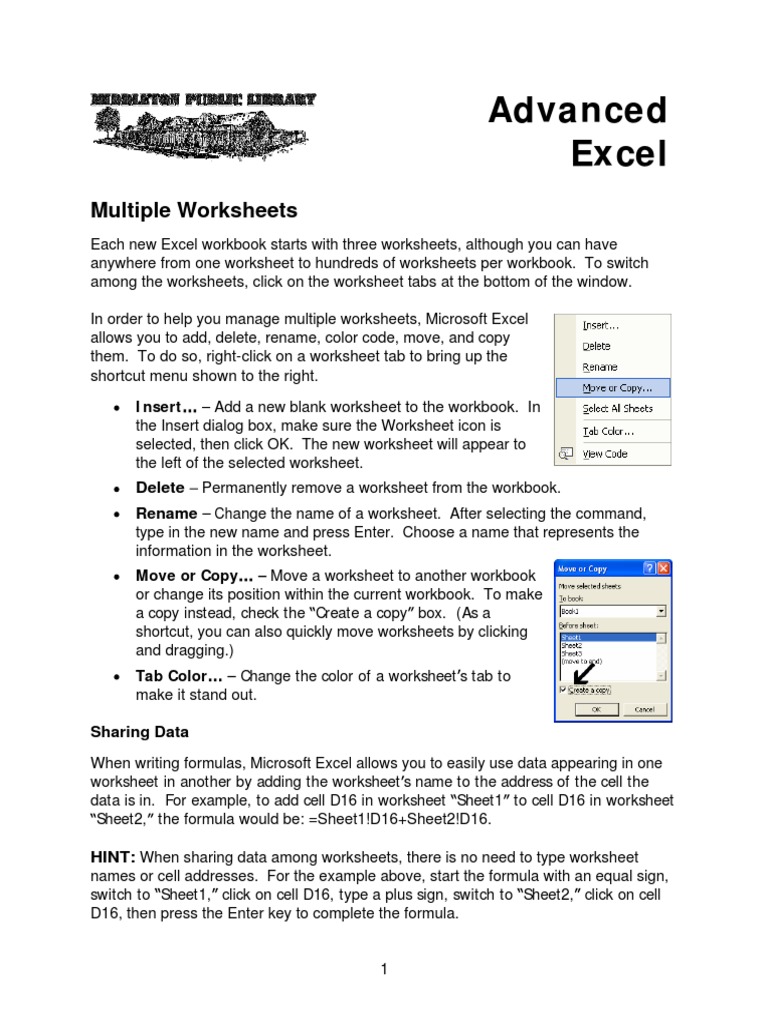 Advanced Excel: Multiple Worksheets | PDF | Chart | Microsoft Excel
