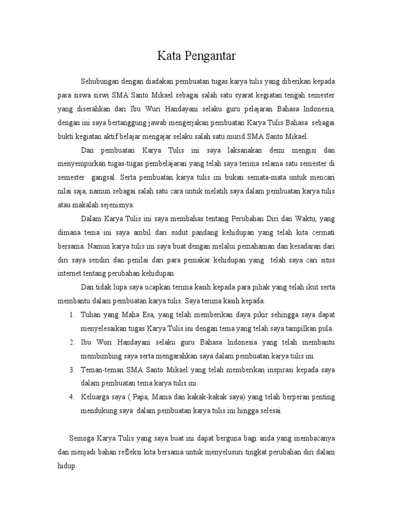 Kata Pengantar Karya Tulis | PDF