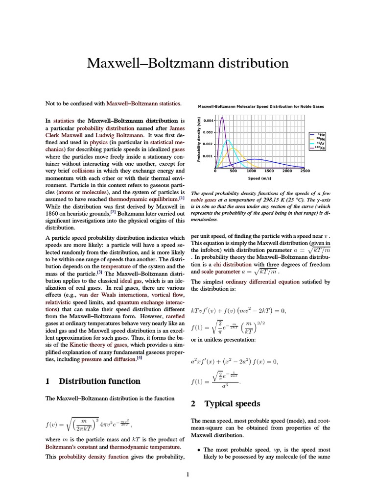 Maxwell-Boltzmann Distribution | PDF | Applied Mathematics | Applied ...