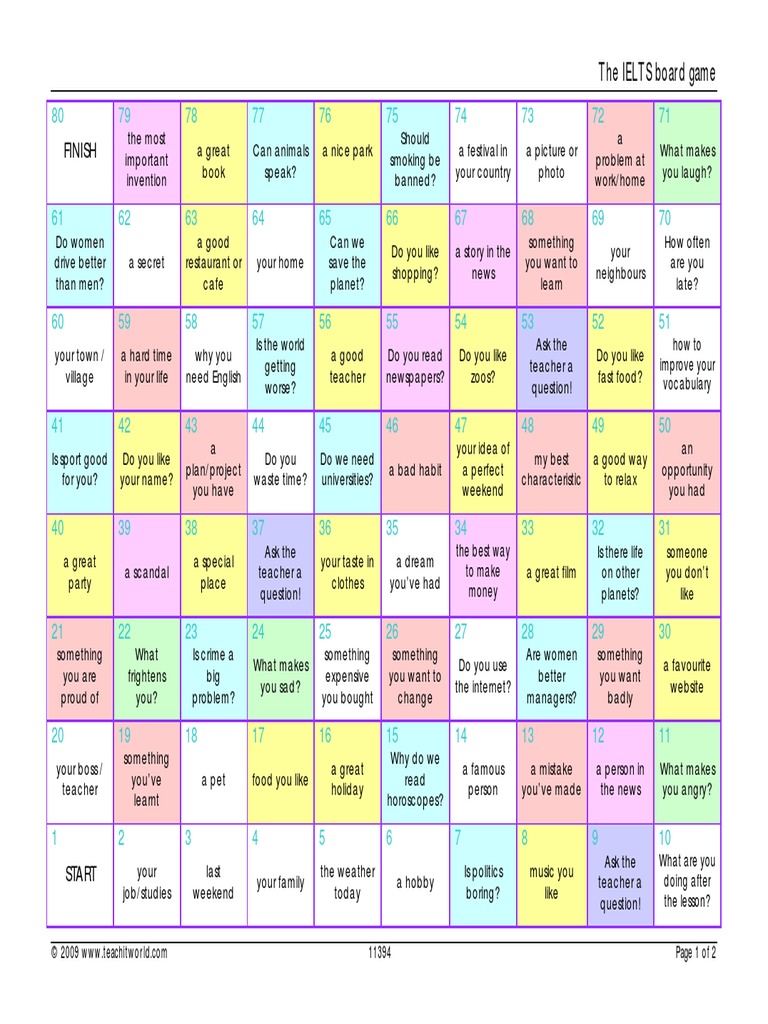 Ielts Speaking Board Game | PDF | Cognition | Communication