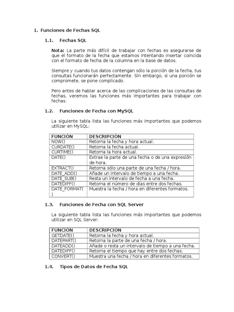 Lección 9 Fechas SQL, Valores NULL, Funciones de Valores NULL, Tipos de Datos Generales y ...