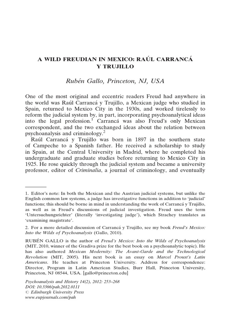 A Wild Freudian in Mexico: Rau L Carranca y Trujillo | PDF ...
