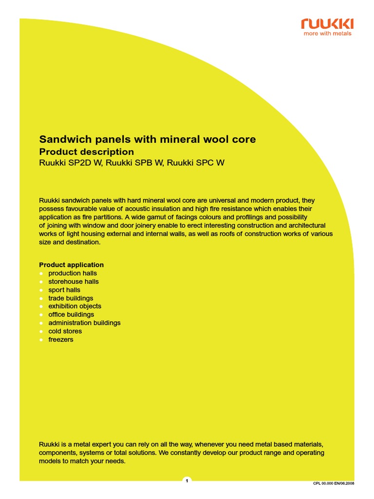 Sandwich Panels With Mineral Wool Core | PDF | Wall | Strength Of Materials