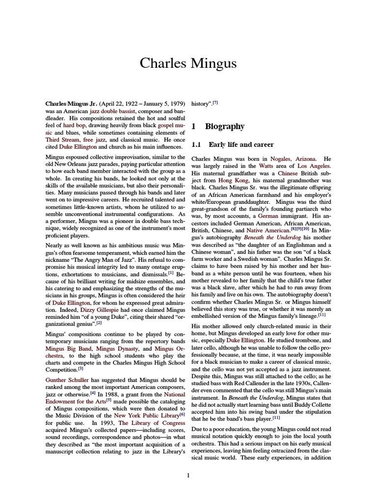 Charles Mingus | PDF | Popular Music | African American Music