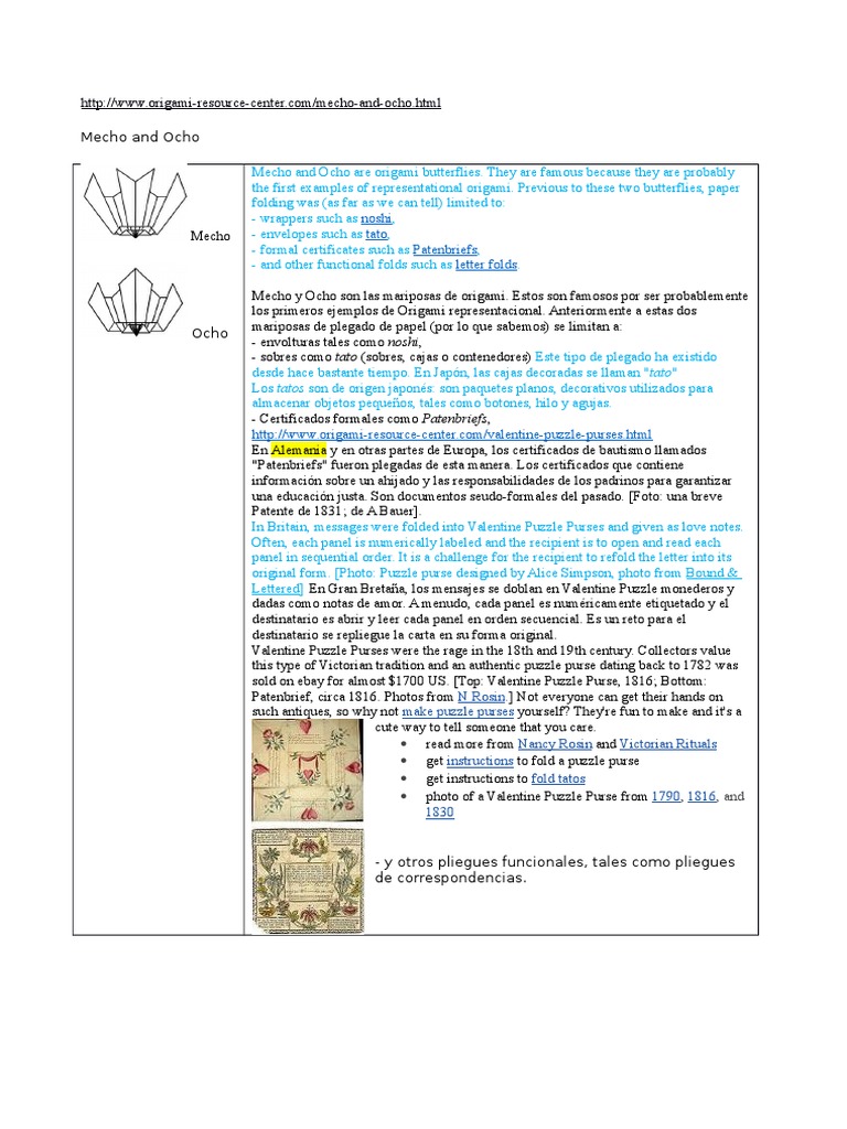 Mecho and Ocho | PDF | Origami | Arte de papel
