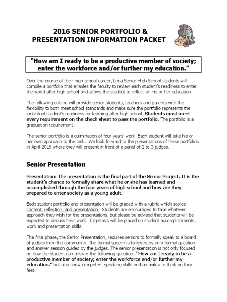 2016 Senior Portfolio Requirements | Download Free PDF | Résumé ...