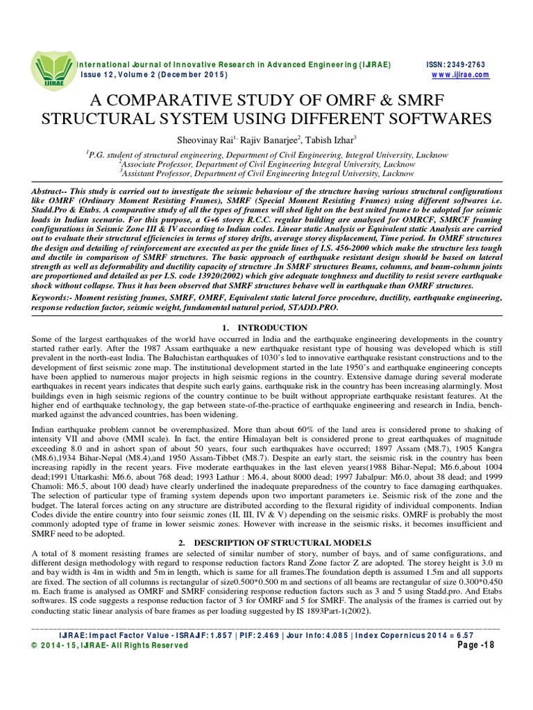 A Comparative Study of Omrf & SMRF Structural System Using Different ...