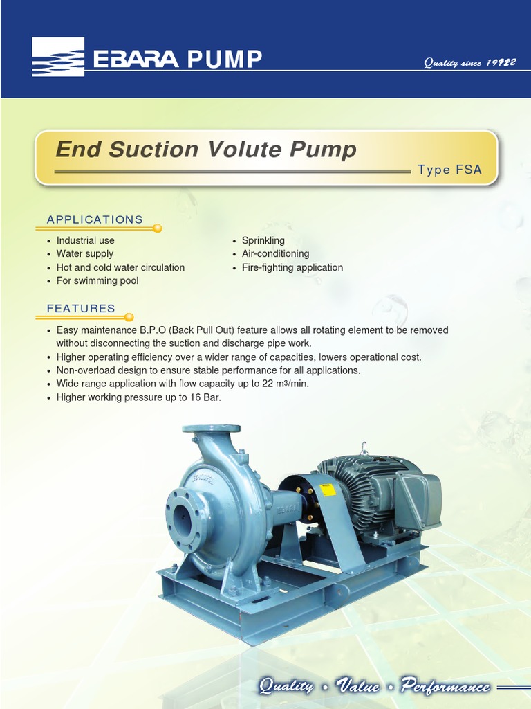 FSA - End Suction Volute Pumps | PDF | Mechanical Engineering | Machines