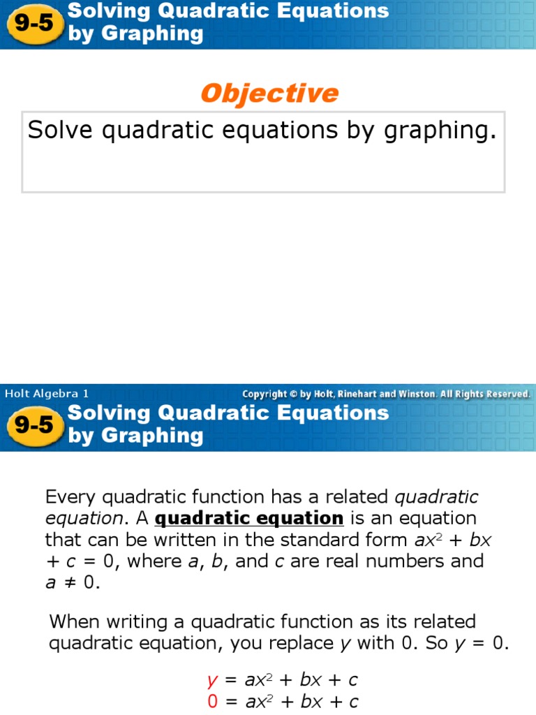 Objective: Holt Algebra 1 | PDF | Applied Mathematics | Quadratic Equation