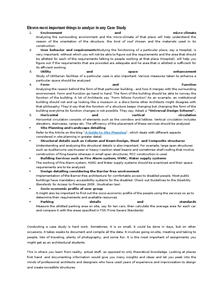 Eleven Most Important Things To Analyze in Any Case Study | PDF ...