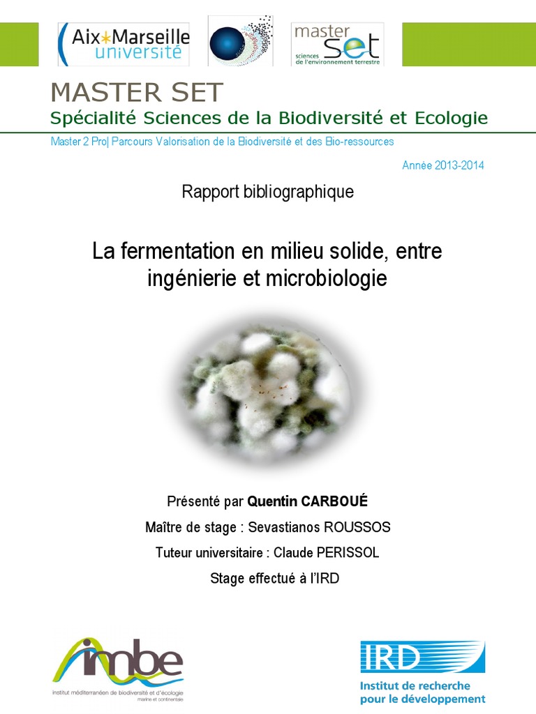 Fermentation en Milieu Solide, Entre Ingénierie Et Microbiologie (1 ...