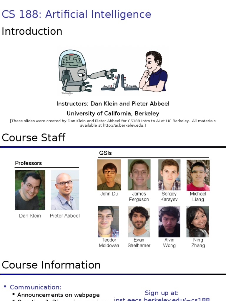 SP14 CS188 Lecture 1 - Introduction | PDF | Artificial Intelligence | Intelligence (AI) & Semantics