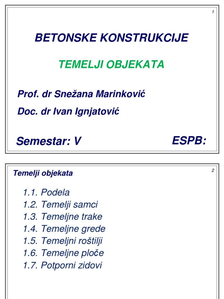 Predavanje 8-Temelji I Potporni Zidovi | PDF