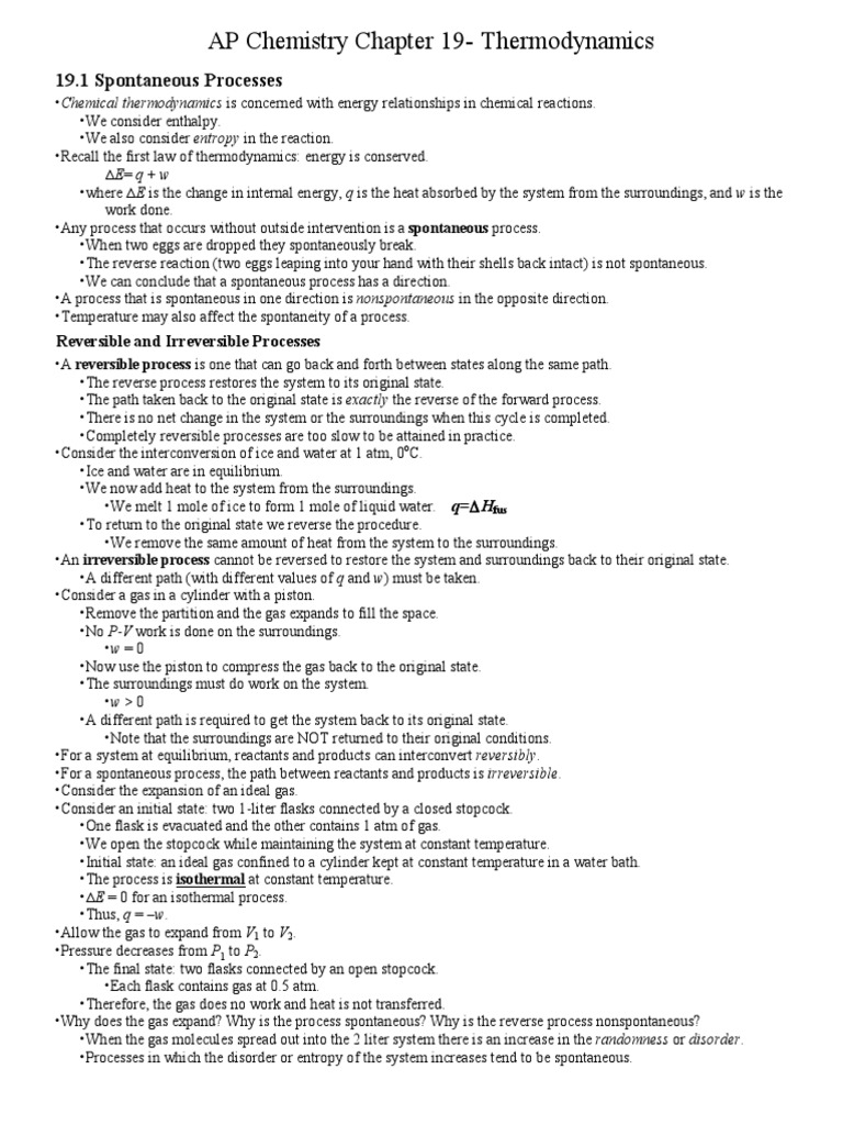 Chapter 19 Ap Chemistry Outline | PDF | Gibbs Free Energy | Entropy