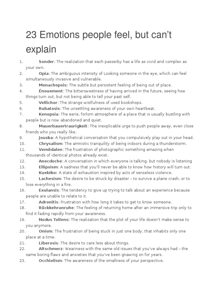 23 Emotions People Feel But Can't Explain: Uncommon Feelings Without ...
