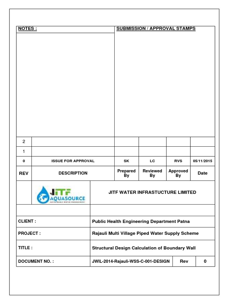 Str. Design Calc of Boundary Wall | PDF | Column | Bending