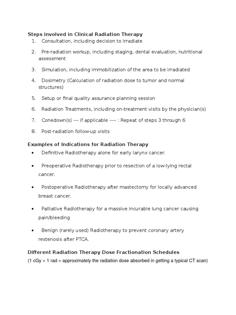 Steps Involved in Clinical Radiation Therapy | PDF | Radiation Therapy | Absorbed Dose