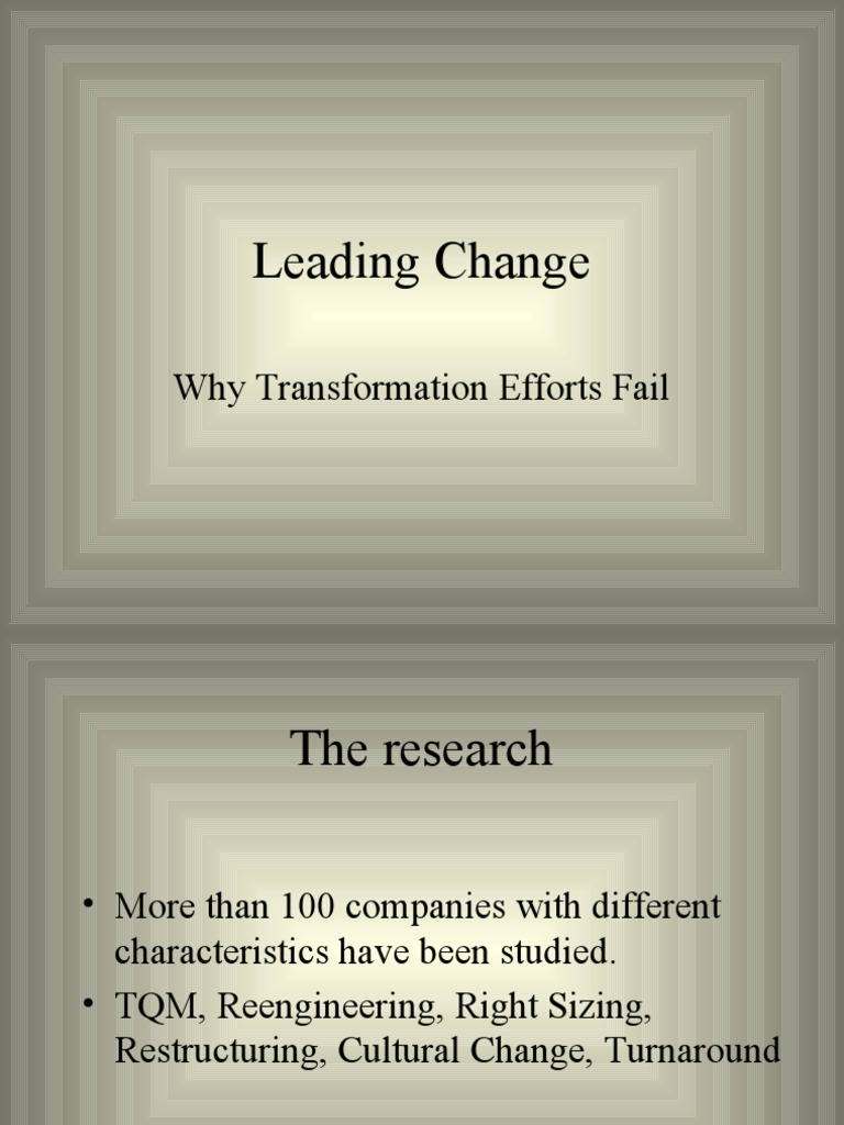 Leading Change: Why Transformation Efforts Fail | PDF | Business | Goal