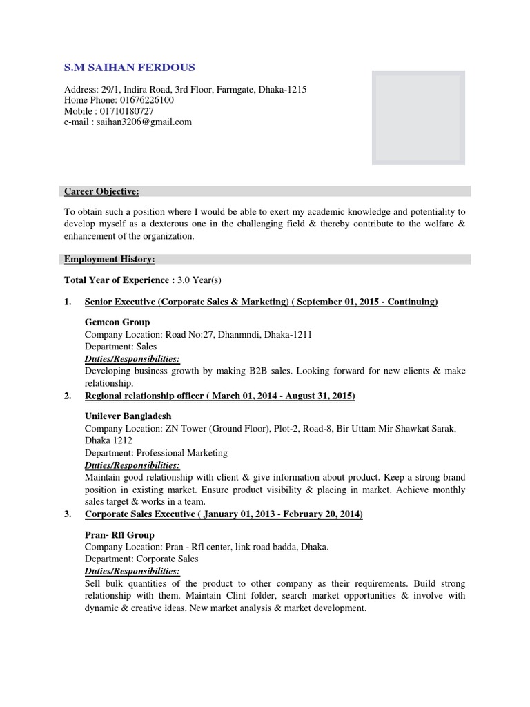 Munna CV | PDF | Sales | Bangladesh