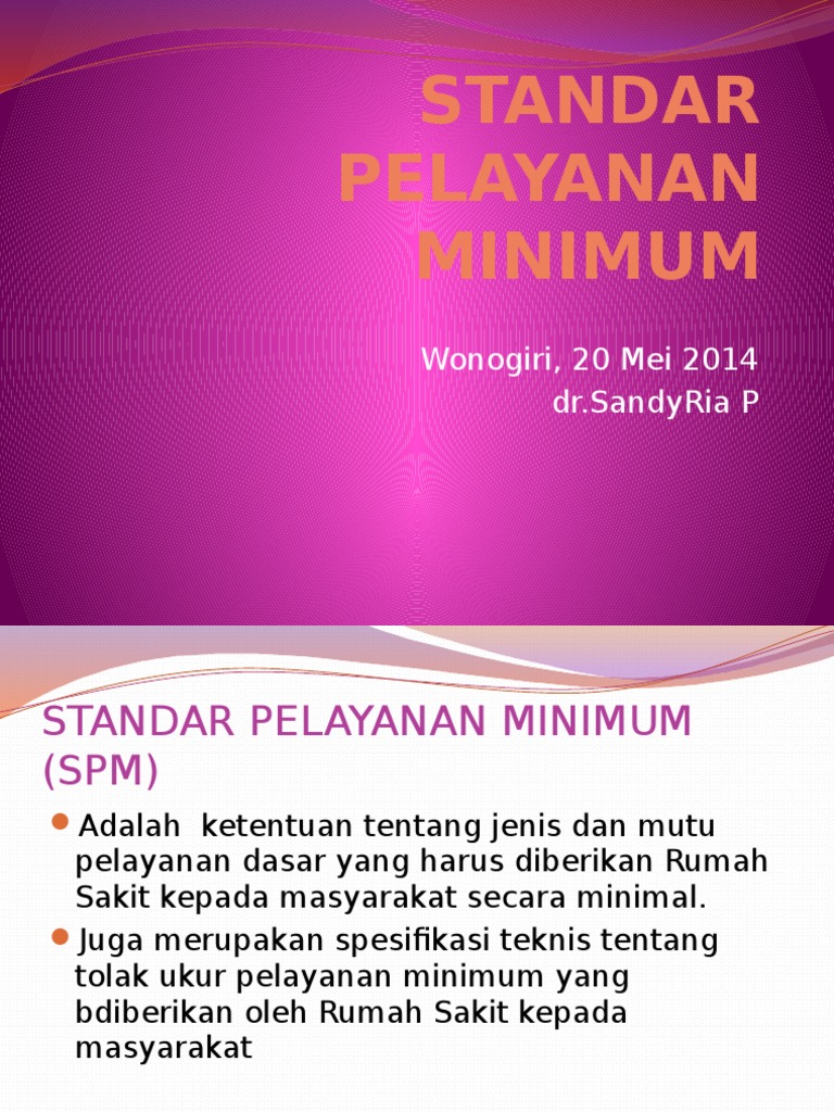 Standar Pelayanan Minimum | PDF
