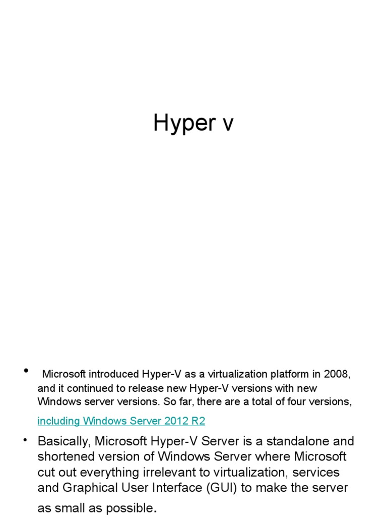 Hyper V | PDF | Hyper V | Operating System Technology