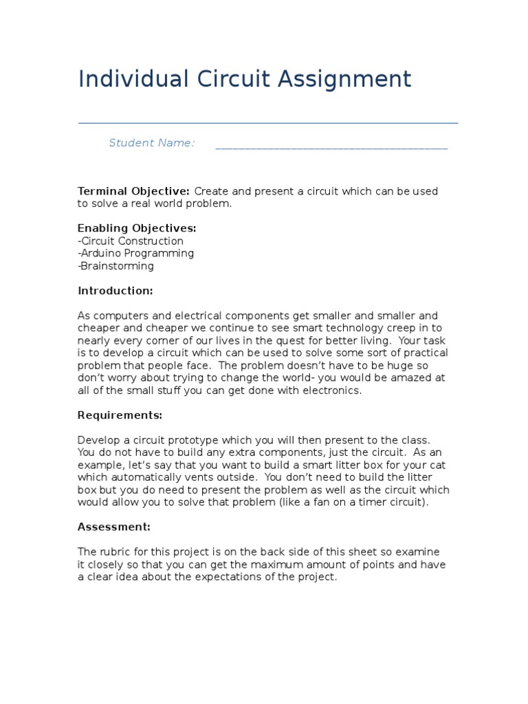 Individual Circuit Rubric | PDF | Rubric (Academic) | Learning