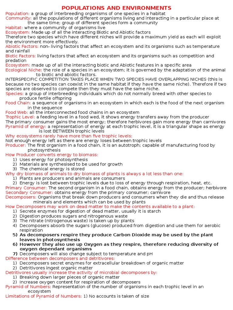 AQA A Level Biology Unit 4 Notes | PDF
