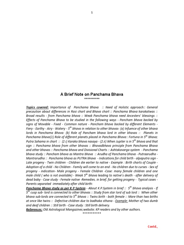 Understanding Panchama Bhava in Astrology | PDF | Planets In Astrology ...