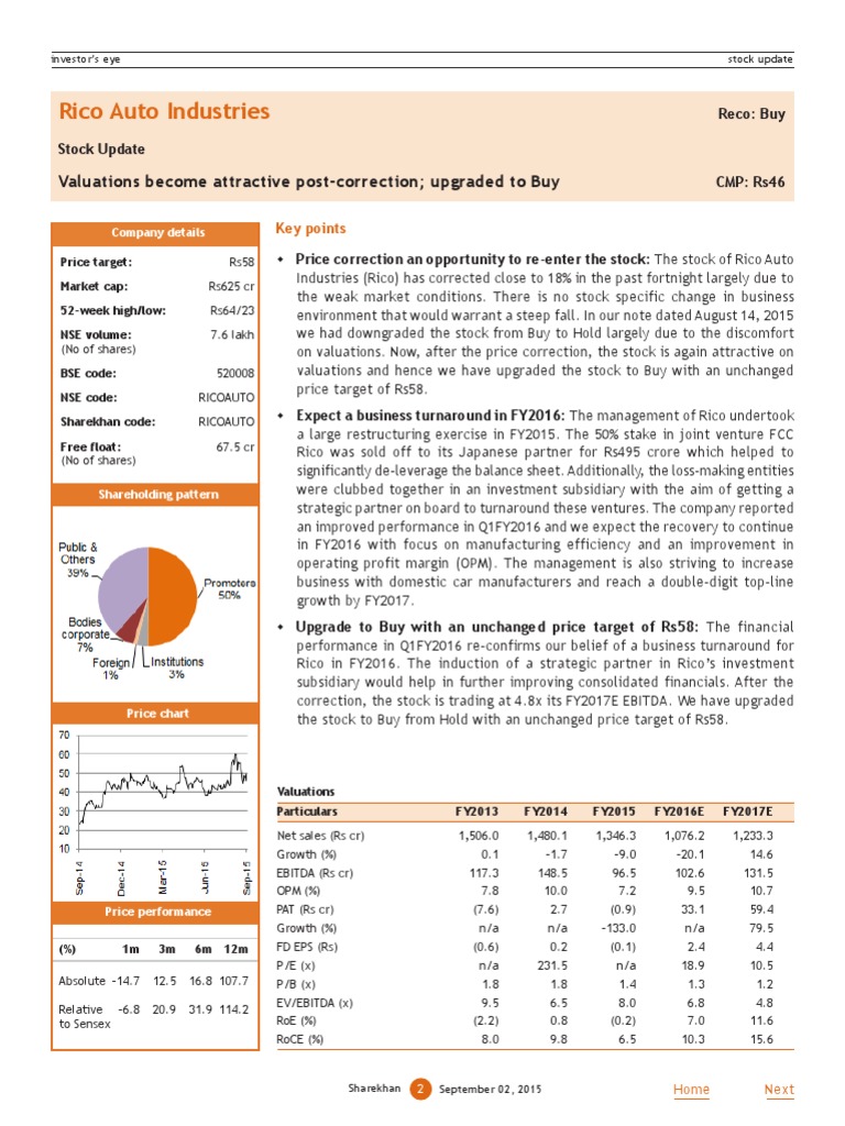 Rico Auto Industries: Valuations Become Attractive Post-Correction ...