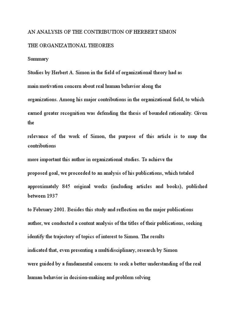 Herbert Simon Bounded Rationality