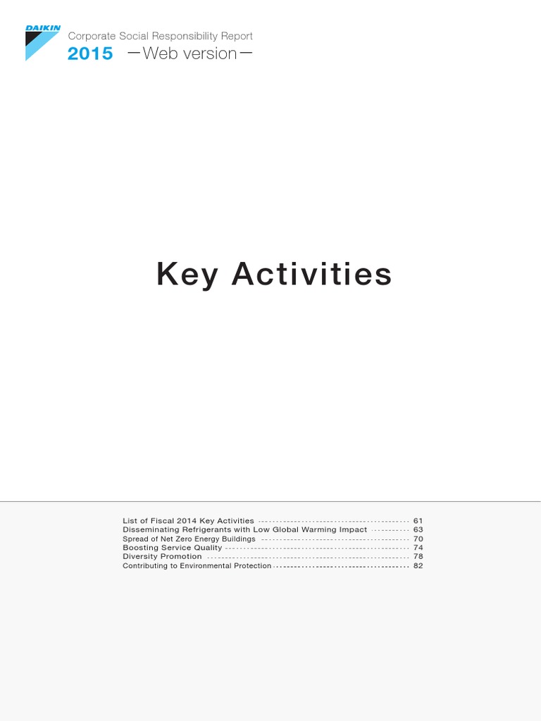 Daikin Key Activities | PDF | Air Conditioning | Greenhouse Gas