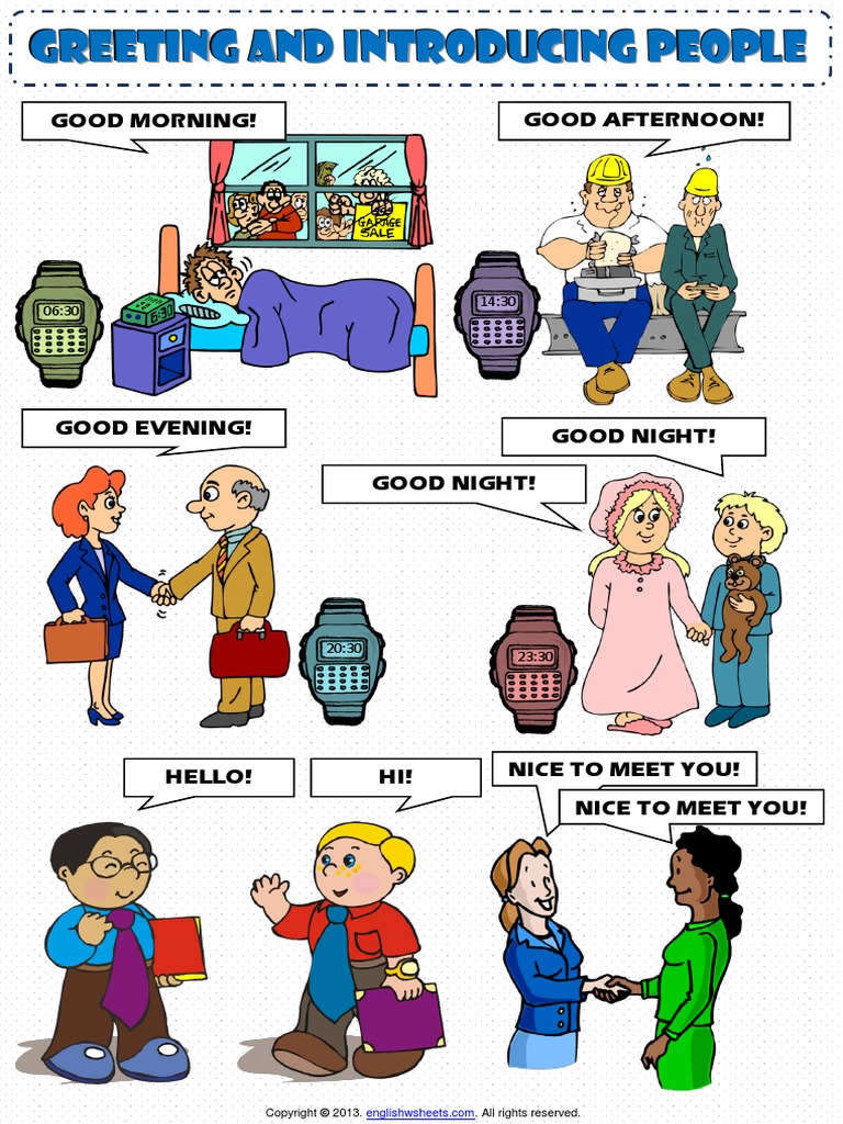 Greeting and Introducing People Poster Worksheet | PDF | Lifestyle