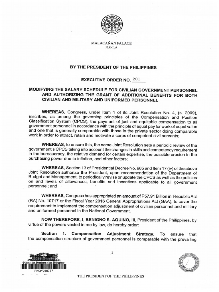 Executive Order No. 201, S. 2016 | PDF