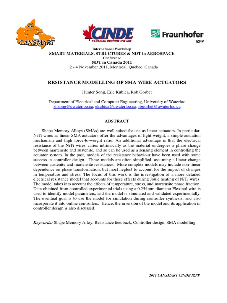 66 Gorbet Rev2 PDF | PDF | Shape Memory Alloy | Electrical Resistance ...