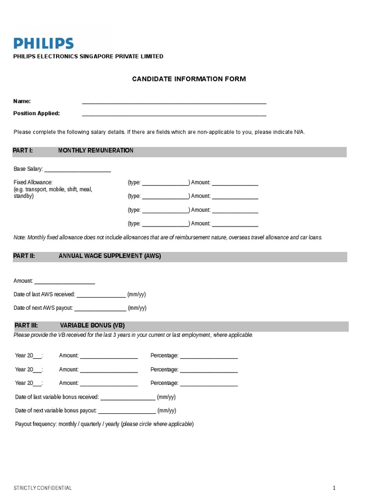 Candidate Information Form | PDF | Bonds (Finance) | Salary