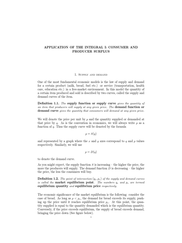 Consumer Surplus and Producer Surplus - Handout PDF | PDF | Economic ...