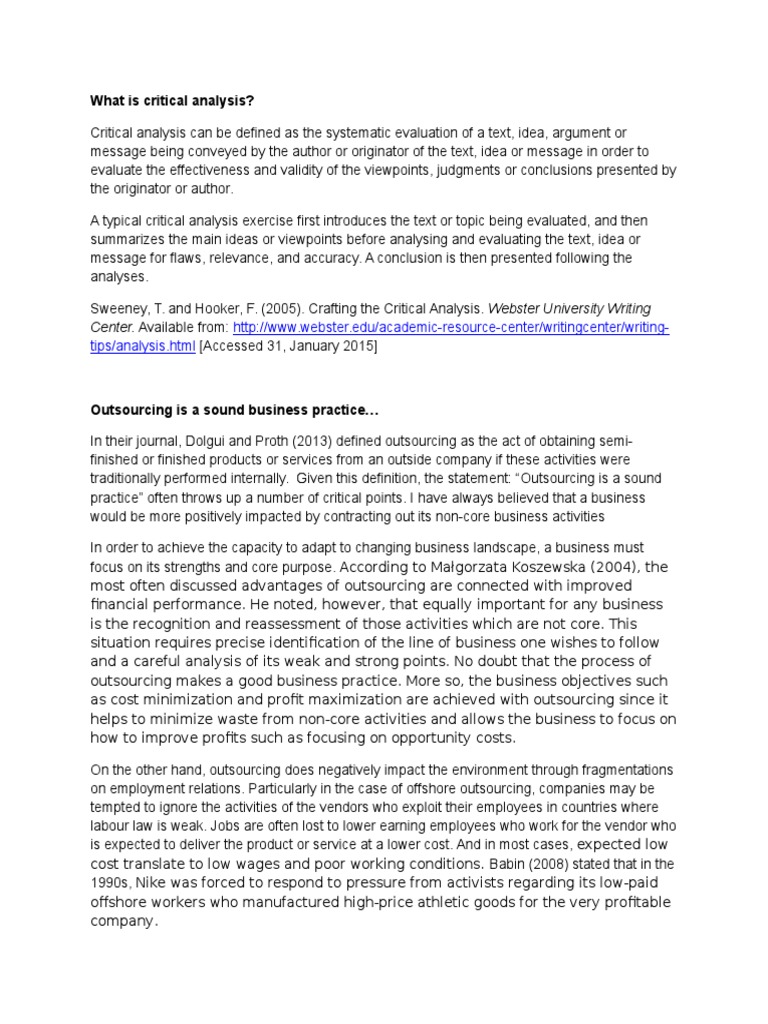 Critical Analysis - Definition and Practice | PDF | Career & Growth ...