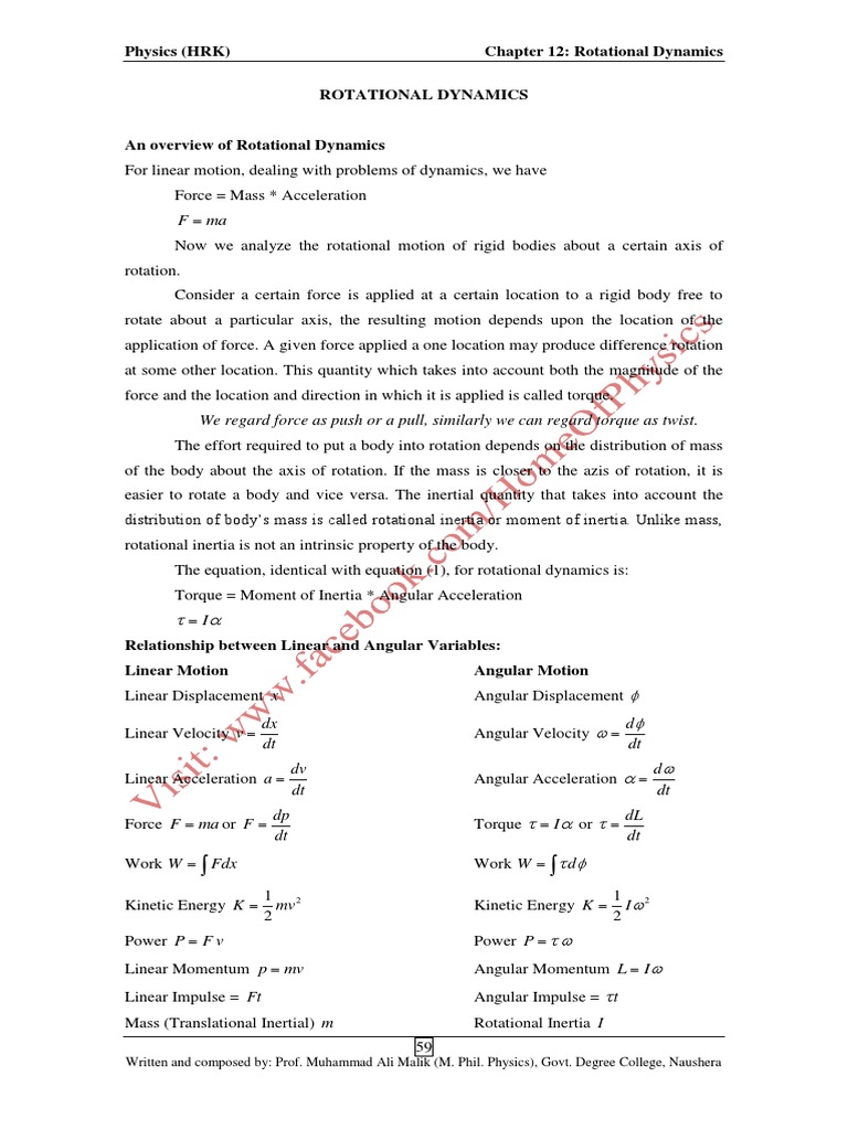 Chapter12 Rotational Dynamics | PDF | Rotation Around A Fixed Axis | Angular Momentum