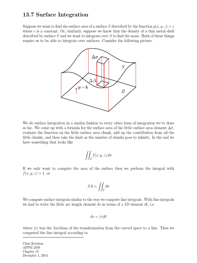 13.7 Surface Integration | PDF | Flux | Integral