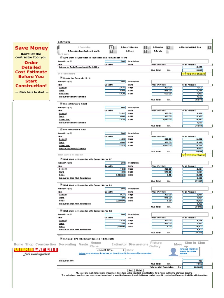 Estimator for Building _ Building Cost Calculator _ Building ... Estimator for Building _ Building Cost Calculator _ Building ...