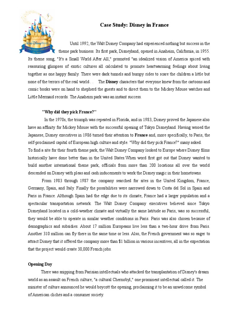 Case Study Disney Paris | PDF | Walt Disney | Disneyland