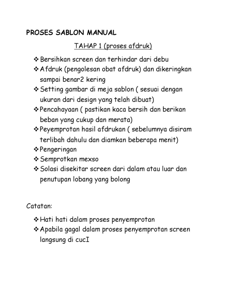 Proses Sablon Manual | PDF