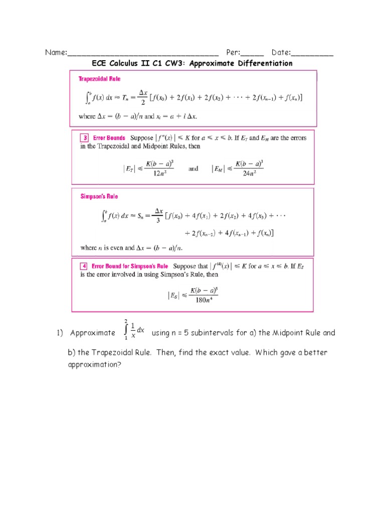 Calculus II: Approximate Integration Techniques | PDF | Integral ...