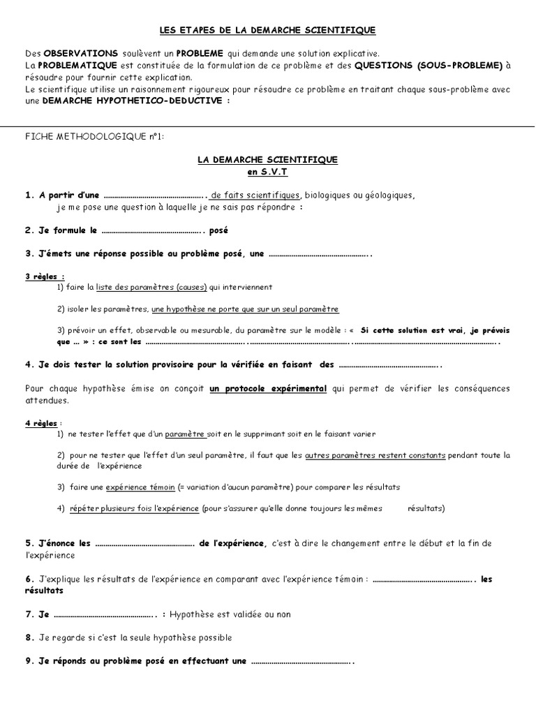 Les Etapes de La Demarche Scientifique | PDF | Méthode scientifique ...