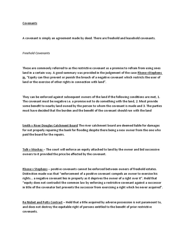 Covenants | Download Free PDF | Leasehold Estate | Lease