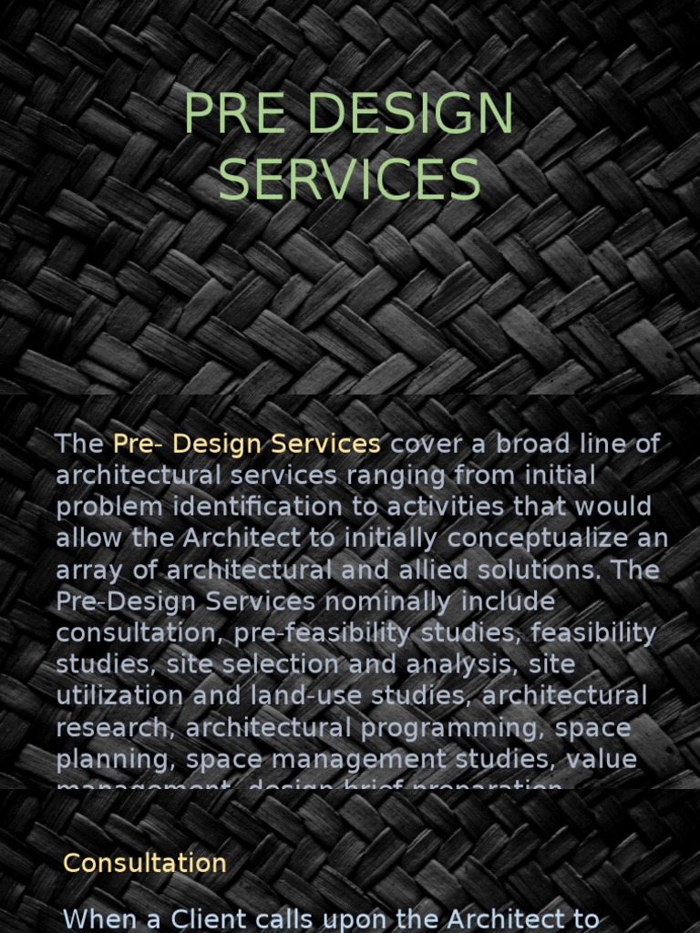 Pre Design Services | Architect | Fee